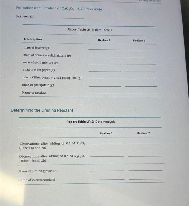 Formation and Filtration of CaC2O4,H2O Precipitate | Chegg.com
