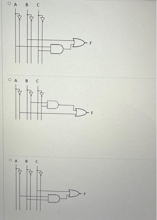 Solved Identify the correct gate diagram for F=A′+B′C′. | Chegg.com