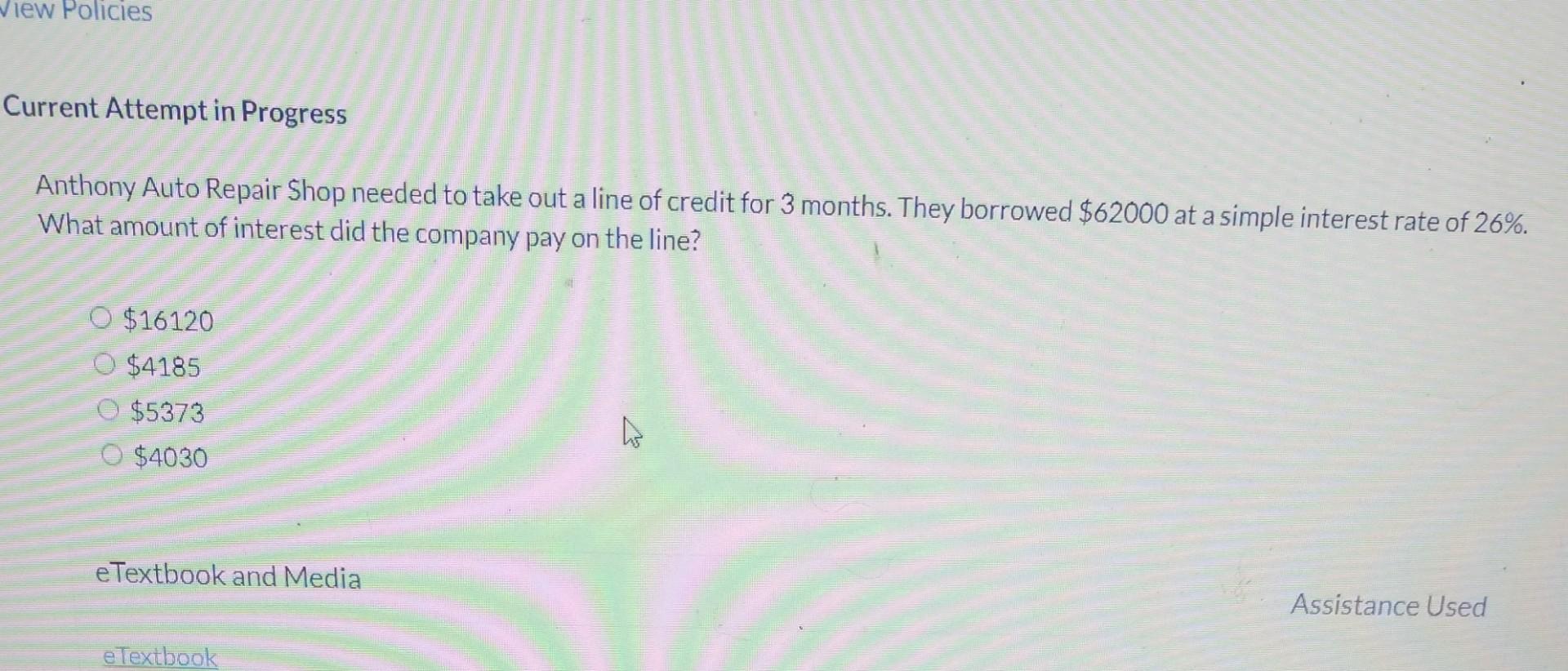 Solved Anthony Auto Repair Shop needed to take out a line of | Chegg.com