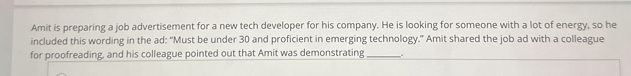 Solved Amit is preparing a job advertisement for a new tech | Chegg.com