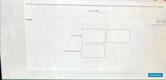 Solved Find the missing terms of the sequence. Then | Chegg.com