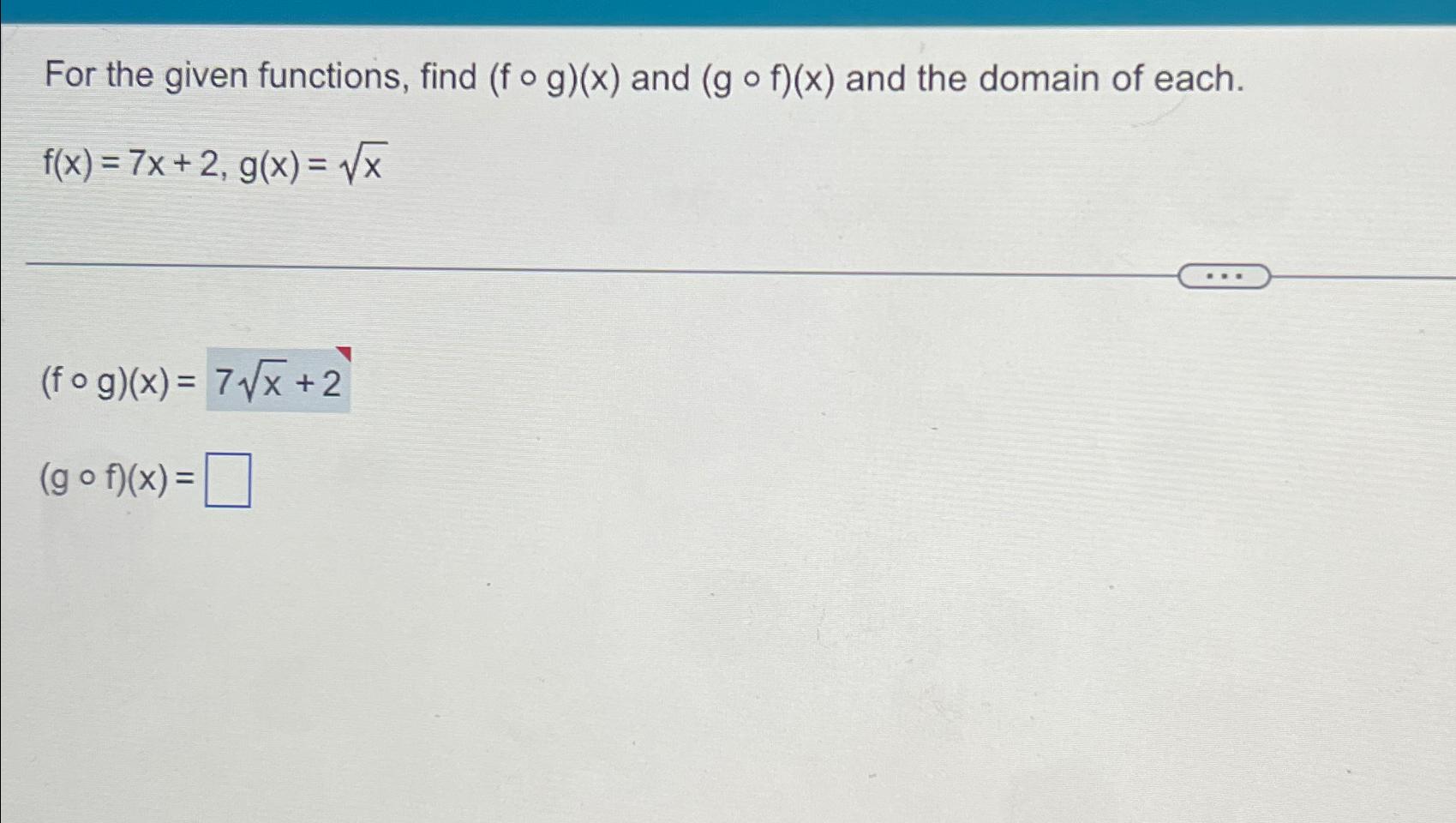 Solved For the given functions, find (f@g)(x) ﻿and (g@f)(x) | Chegg.com