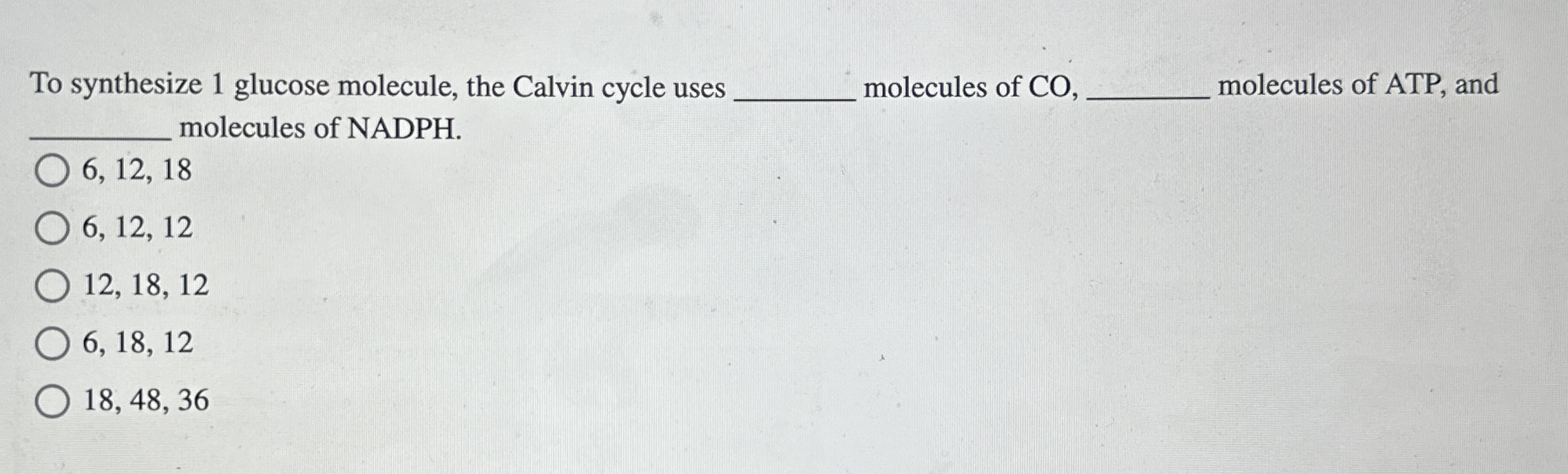 Solved To synthesize 1 ﻿glucose molecule, the Calvin cycle | Chegg.com