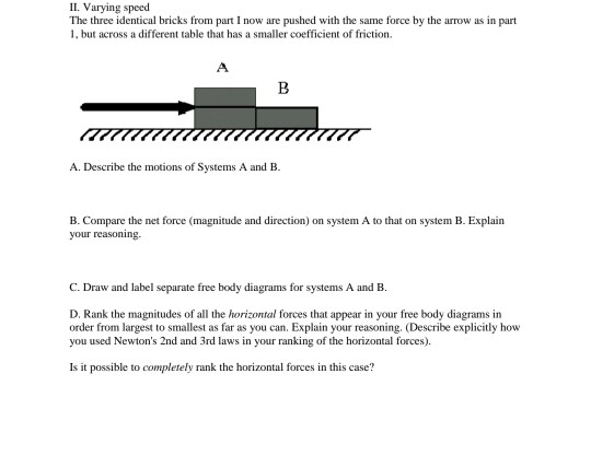 Solved II. Varying speed The three identical bricks from | Chegg.com