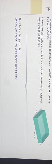 Solved The volume, of a rectangular solid with length L, | Chegg.com