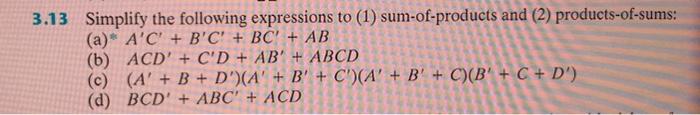 Solved .13 Simplify the following expressions to (1) | Chegg.com