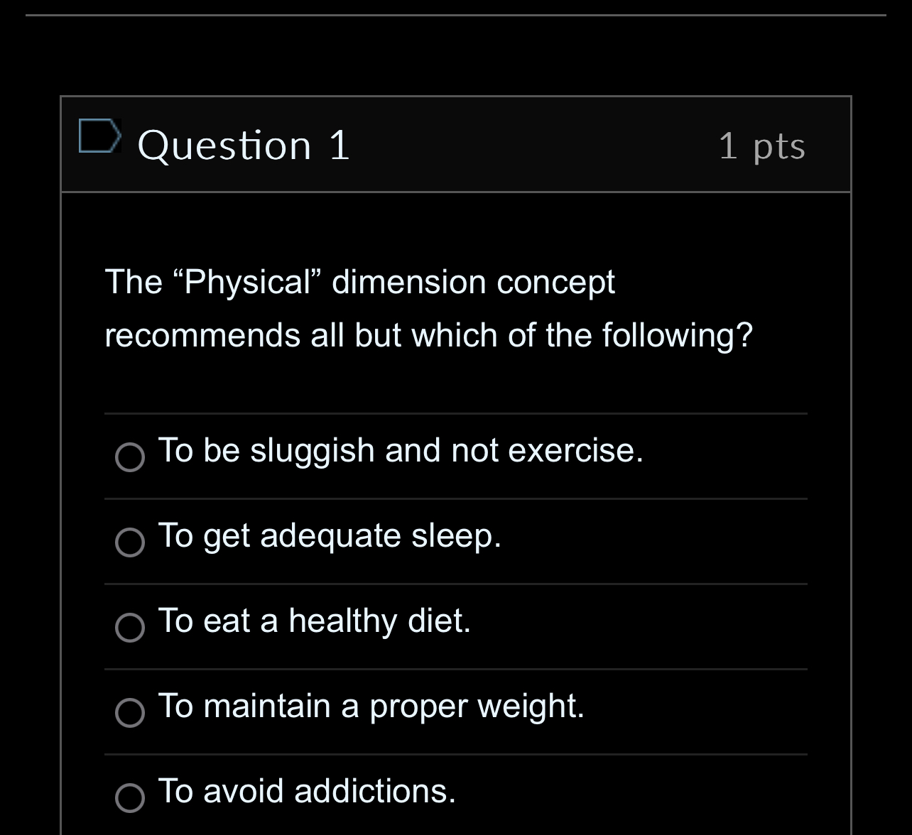 Solved Question 11ptsThe "Physical" dimension concept | Chegg.com
