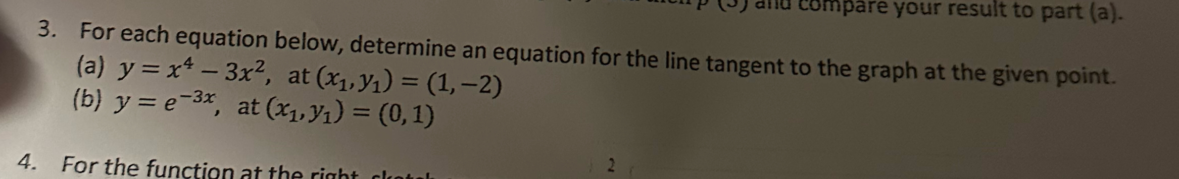 Solved For each equation below, determine an equation for | Chegg.com