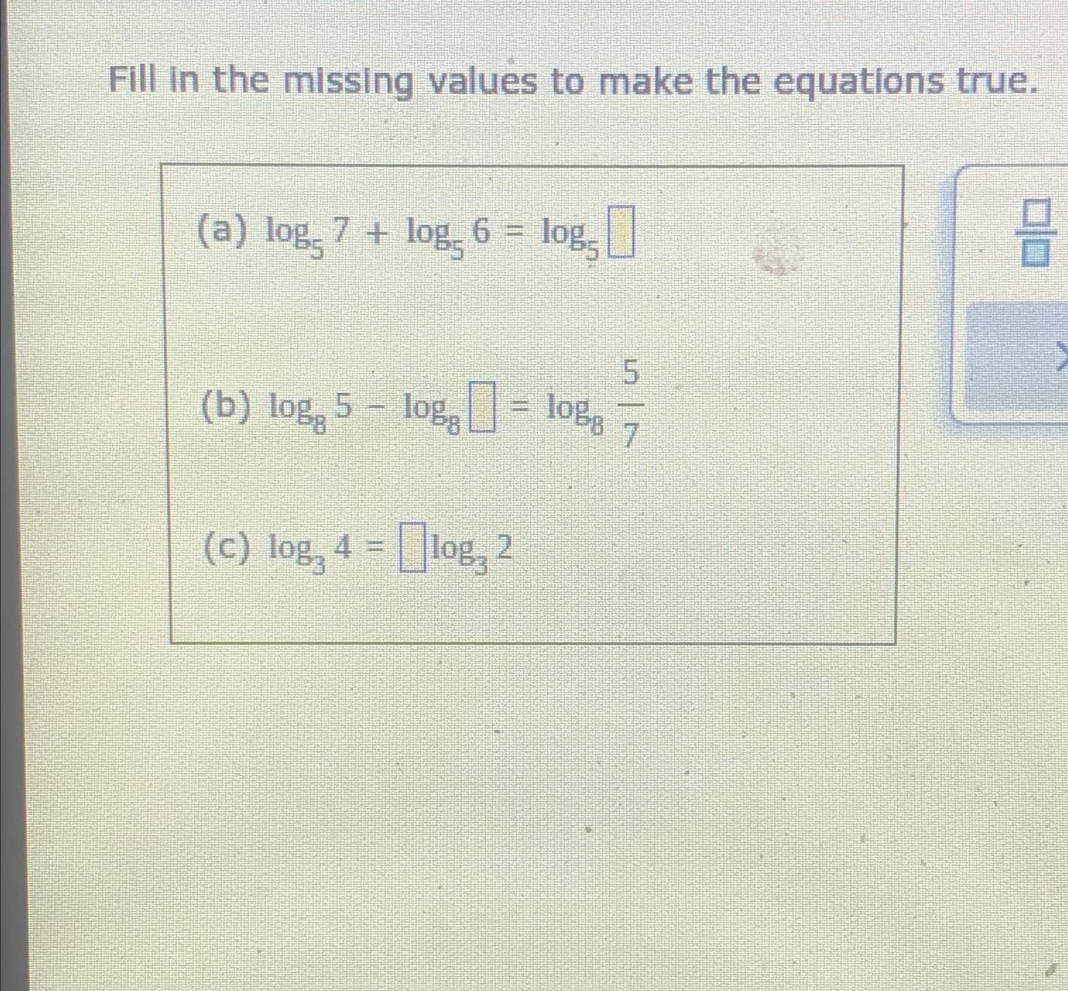 Solved Fill in the missing values to make the equations | Chegg.com