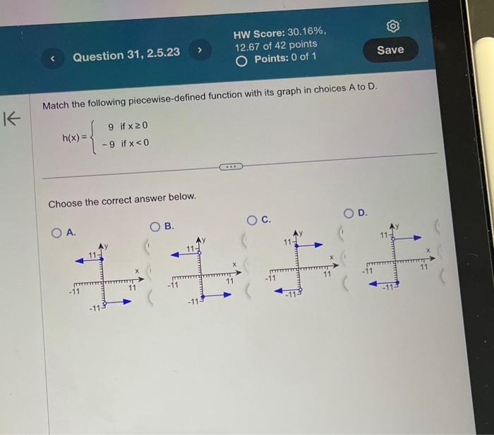Solved Match the following piecewise-defined function with | Chegg.com