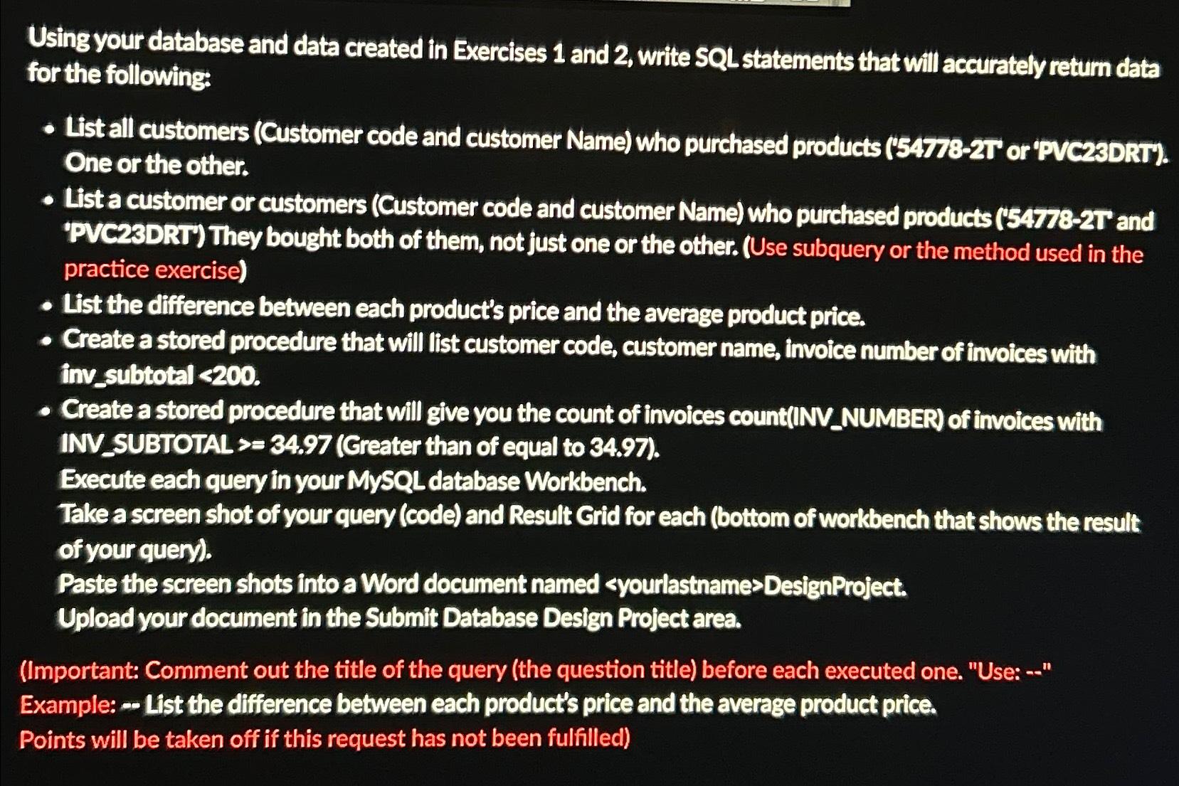 Solved Using your database and data created in Exercises 1 | Chegg.com