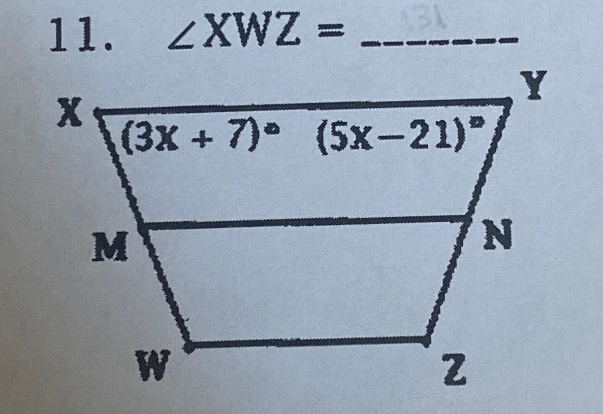 Solved Given Isosceles Trapezoid WXYZ with median MN, ﻿find | Chegg.com
