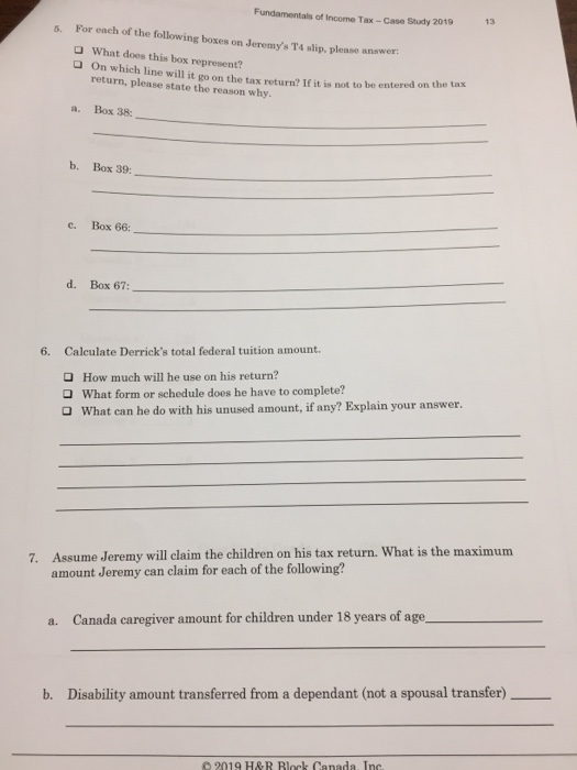 Fundaentals of Income Tax-Case Study 2019 Case Study | Chegg.com
