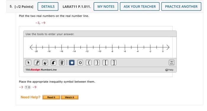 Solved Plot the two real numbers on the real number line. | Chegg.com