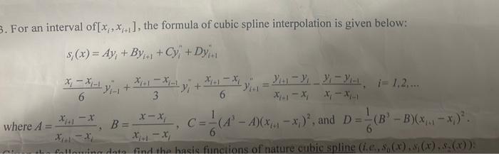 For an interval of [x(subscript)i, x(subscript)i+1] , | Chegg.com