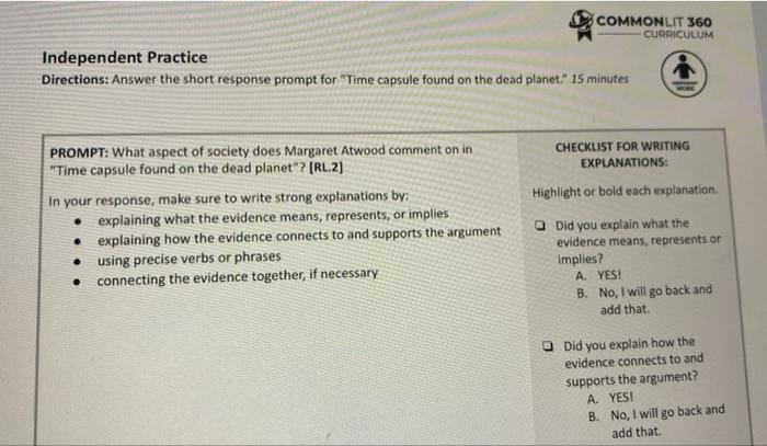 COMMONLIT 360 CURRICULUM Independent Practice | Chegg.com