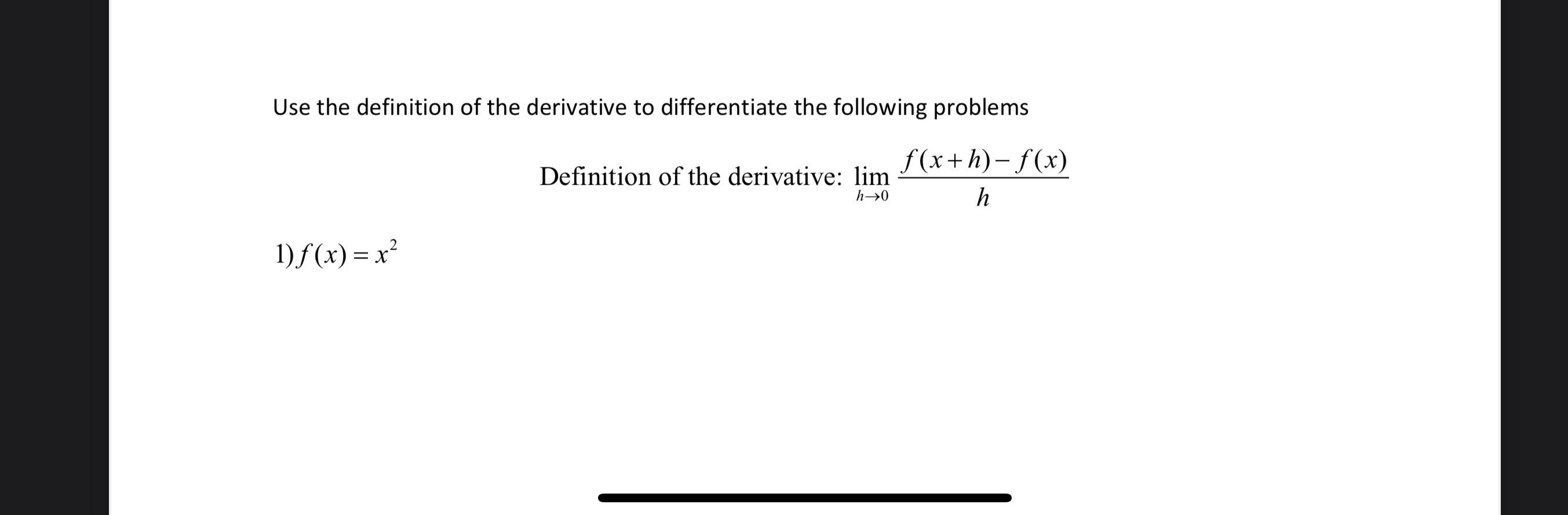 Solved Use the definition of the derivative to differentiate | Chegg.com