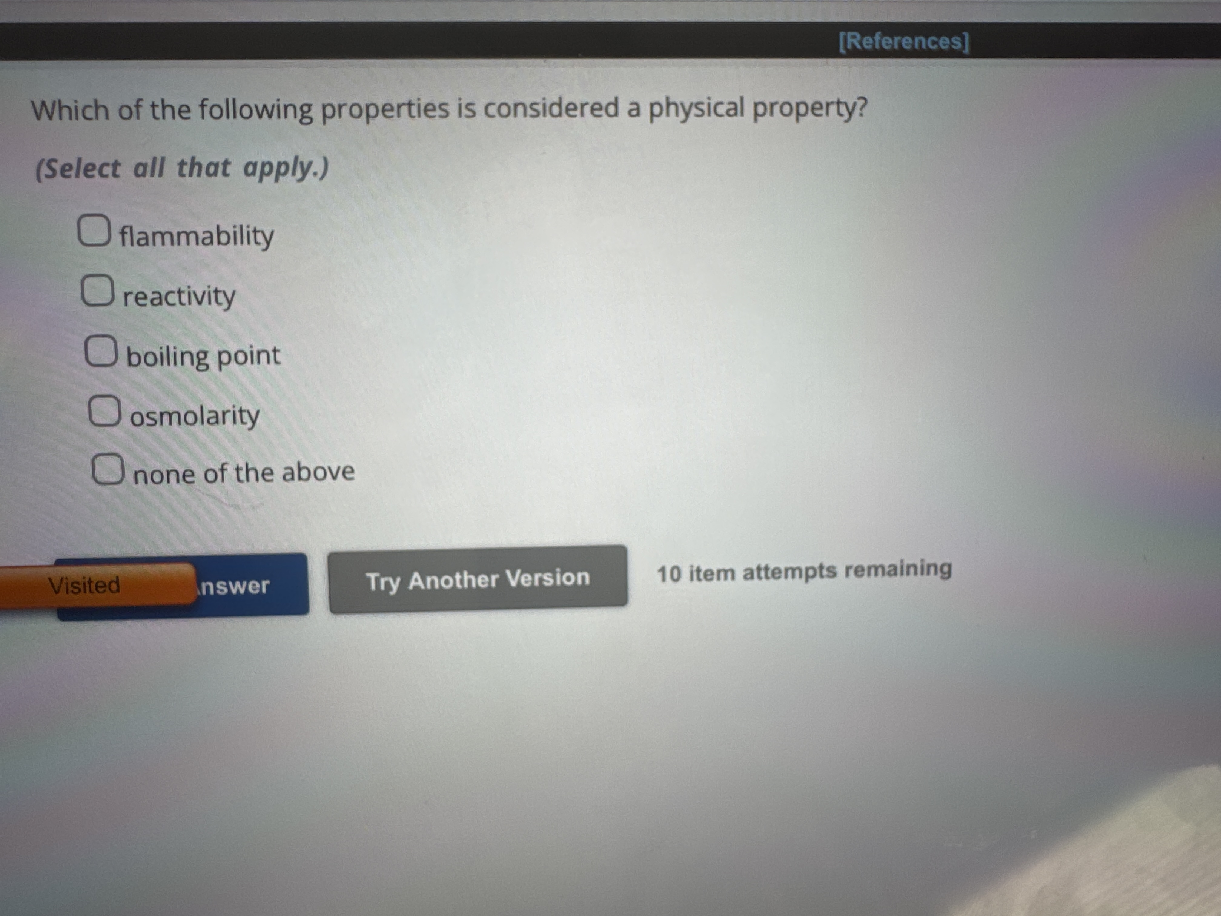 Solved Which of ﻿the following properties is ﻿considered a | Chegg.com