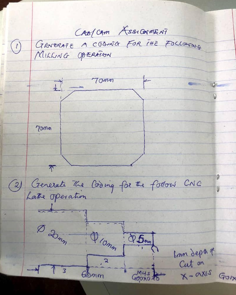 CAD and CAM (1) ﻿Generate a coding for the following | Chegg.com