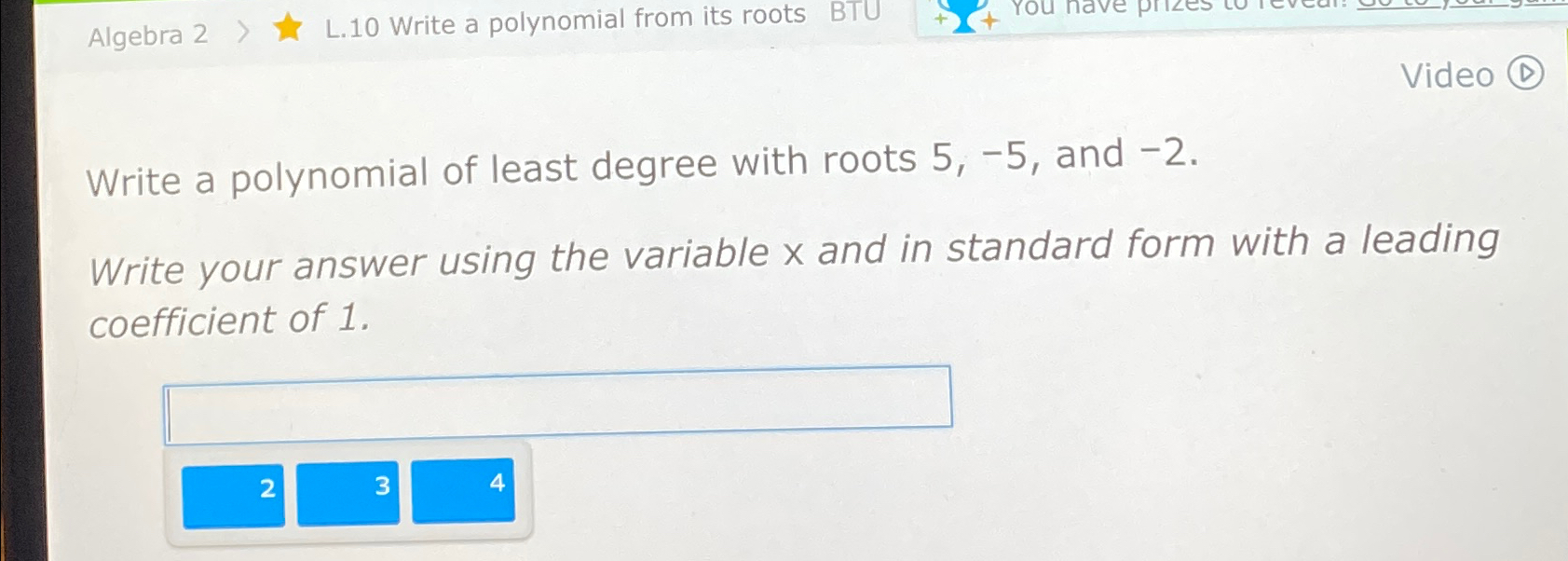Solved Algebra 2L. 10 ﻿Write a polynomial from its | Chegg.com
