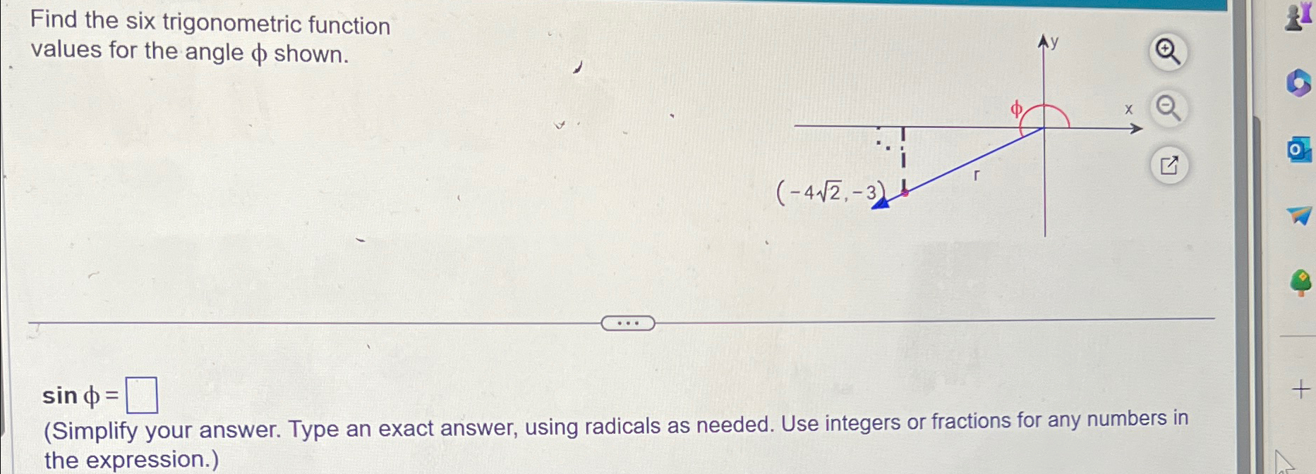 Solved Find the six trigonometric function values for the | Chegg.com