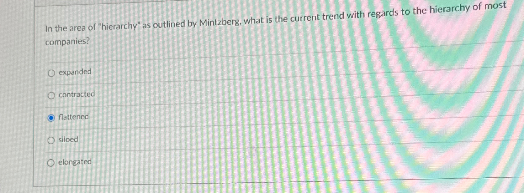 Solved In the area of "hierarchy" as outlined by Mintzberg, | Chegg.com