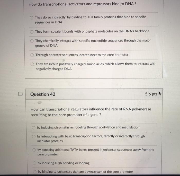Solved How do transcriptional activators and repressors bind | Chegg.com