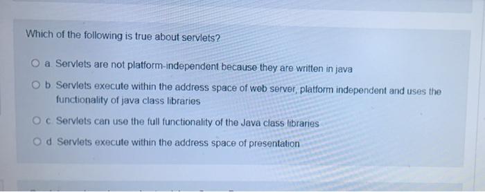 Solved What is the difference between servlets and applets? | Chegg.com Solved What is the difference between servlets and applets? | Chegg.com