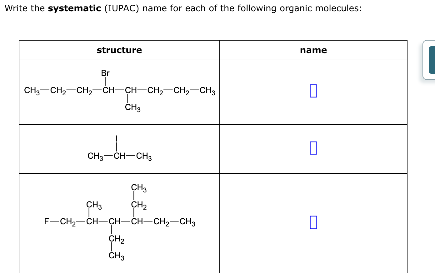 Solved Write the systematic (IUPAC) ﻿name for each of the | Chegg.com