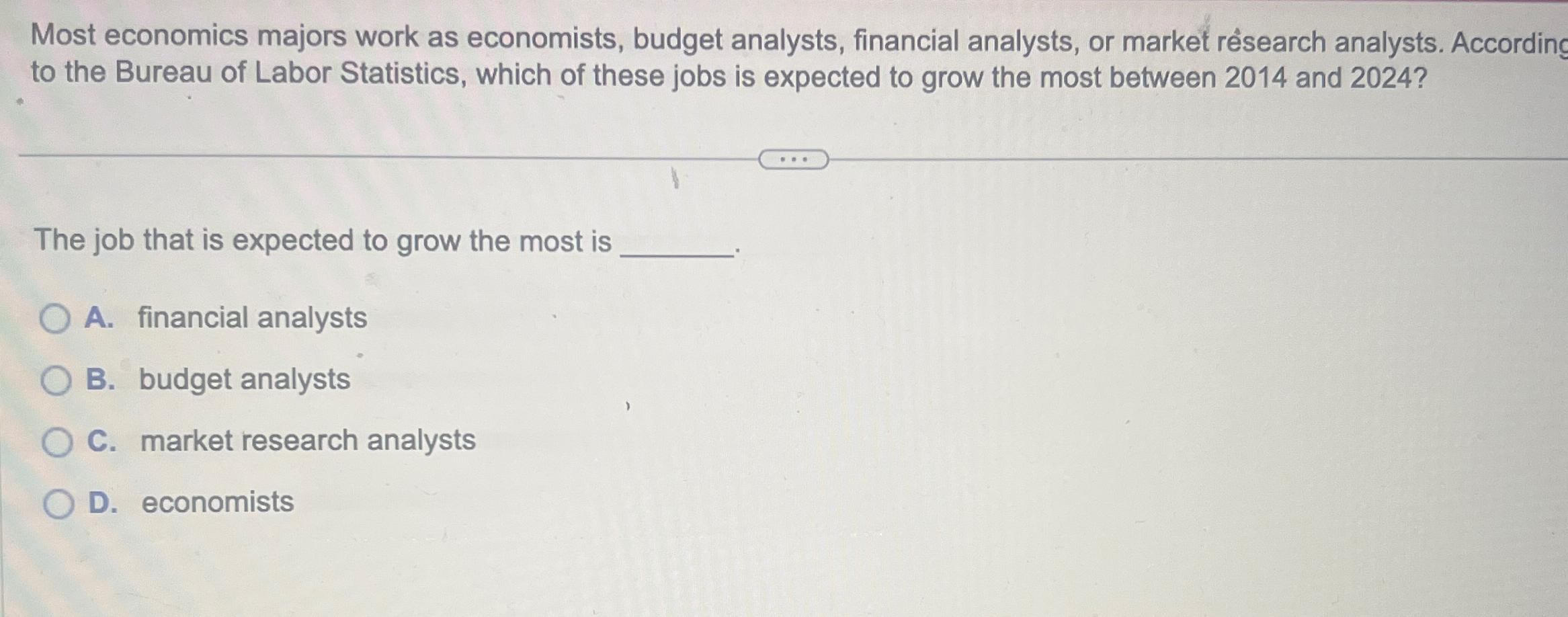Solved Most economics majors work as economists, budget | Chegg.com