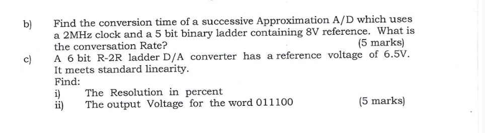 Solved b) ﻿Find the conversion time of a successive | Chegg.com