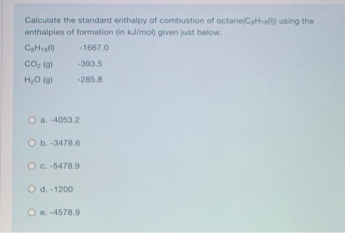 Solved Calculate the standard enthalpy of combustion of | Chegg.com