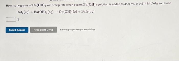 Solved How many grams of Cu(OH)2 will precipitate when | Chegg.com