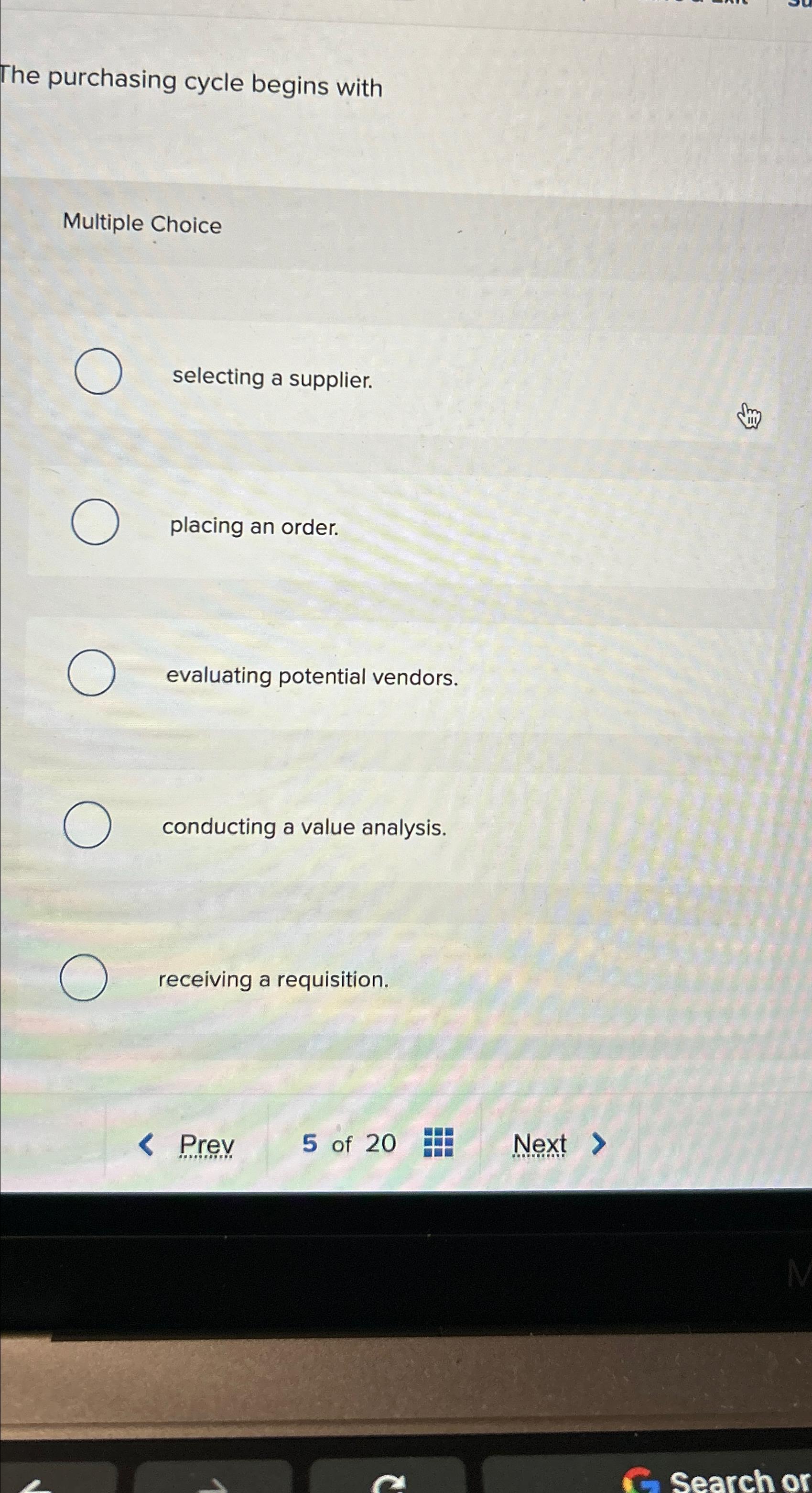Solved The purchasing cycle begins with | Chegg.com