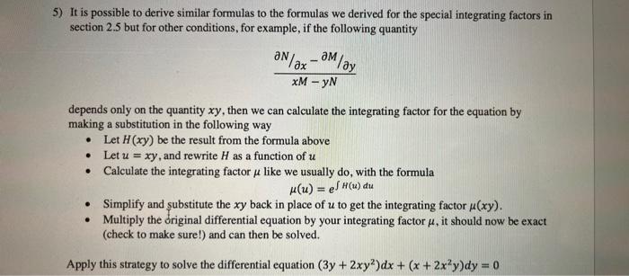 Solved 5) It is possible to derive similar formulas to the | Chegg.com