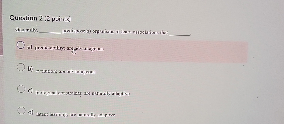 Solved Question 2 (2 ﻿points)Generally, predispose(s) | Chegg.com