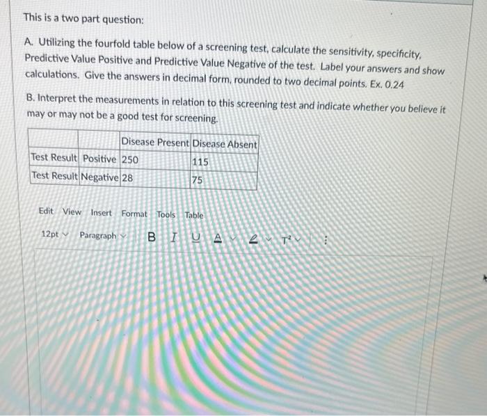 This is a two part question: A. Utilizing the | Chegg.com