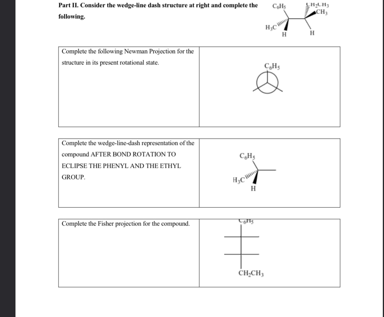Part II. ﻿Consider the wedge-line dash structure at | Chegg.com