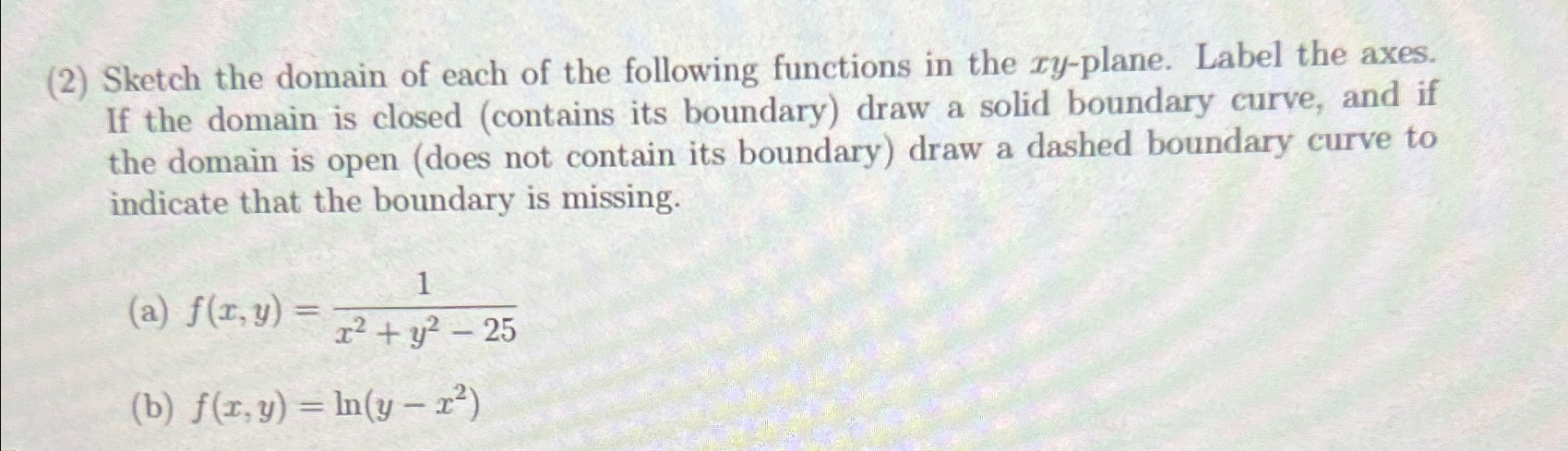 Solved (2) ﻿Sketch the domain of each of the following | Chegg.com