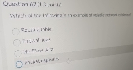 Solved Question 62 (1.3 ﻿points)Which of the following is an | Chegg.com