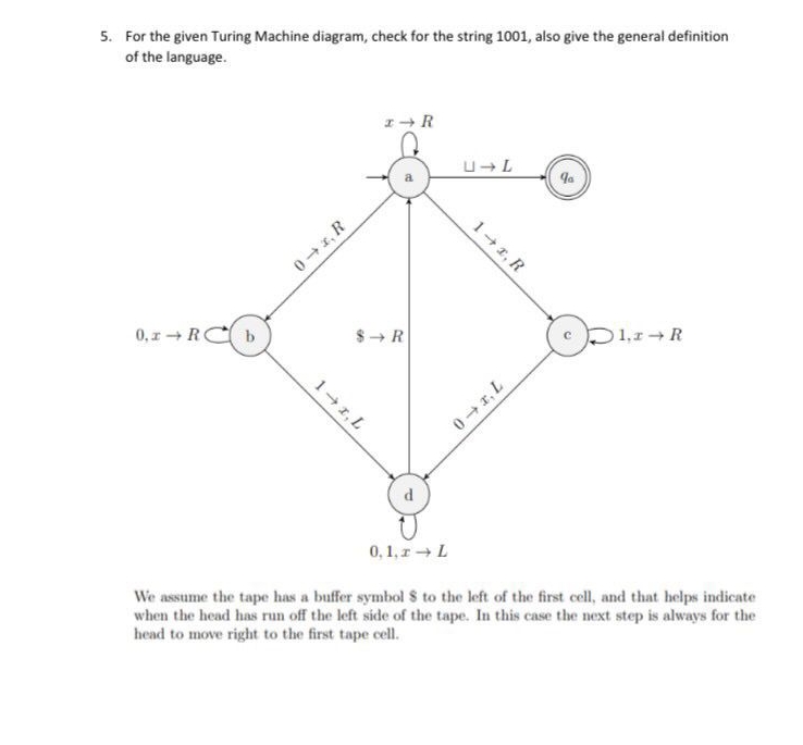 Solved For the given Turing Machine diagram, check for the | Chegg.com