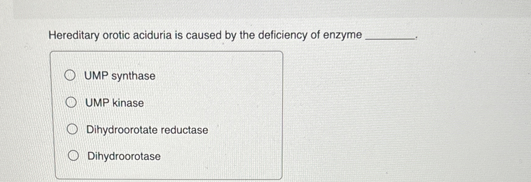 Solved Hereditary orotic aciduria is caused by the | Chegg.com