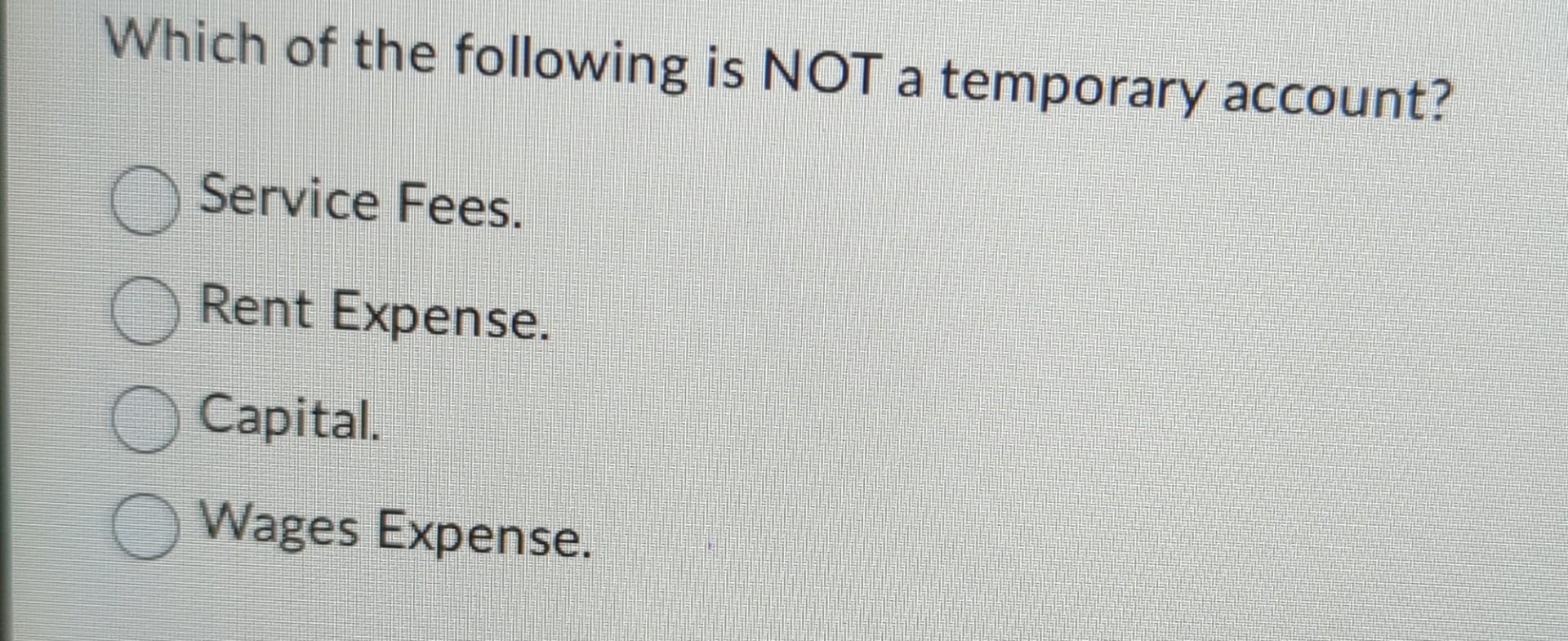 Solved Which of the following is NOT a temporary account? | Chegg.com