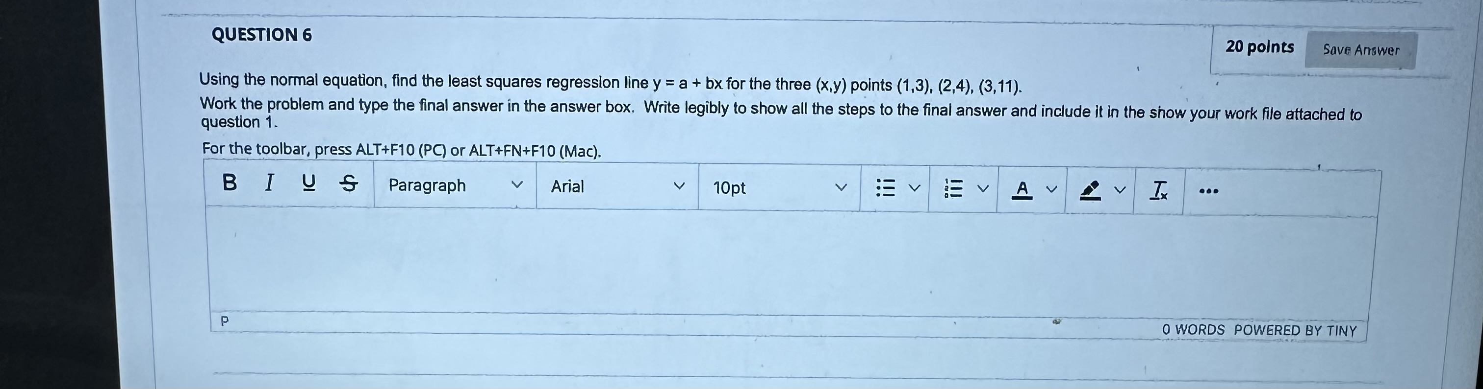 Solved QUESTION 6Using the normal equation, find the least | Chegg.com