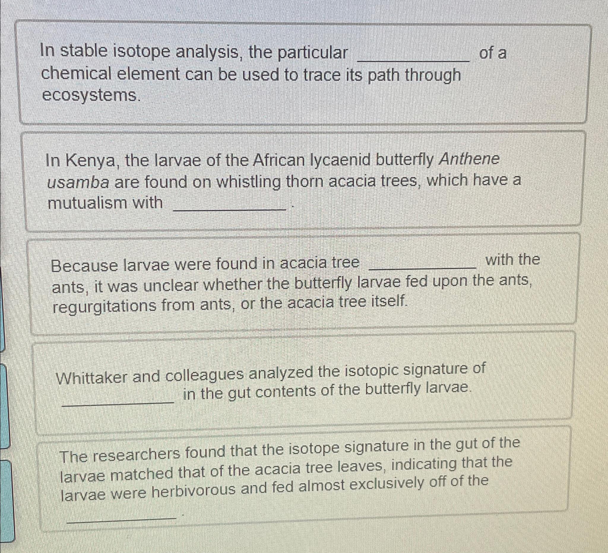 Solved In stable isotope analysis, the particular of a | Chegg.com