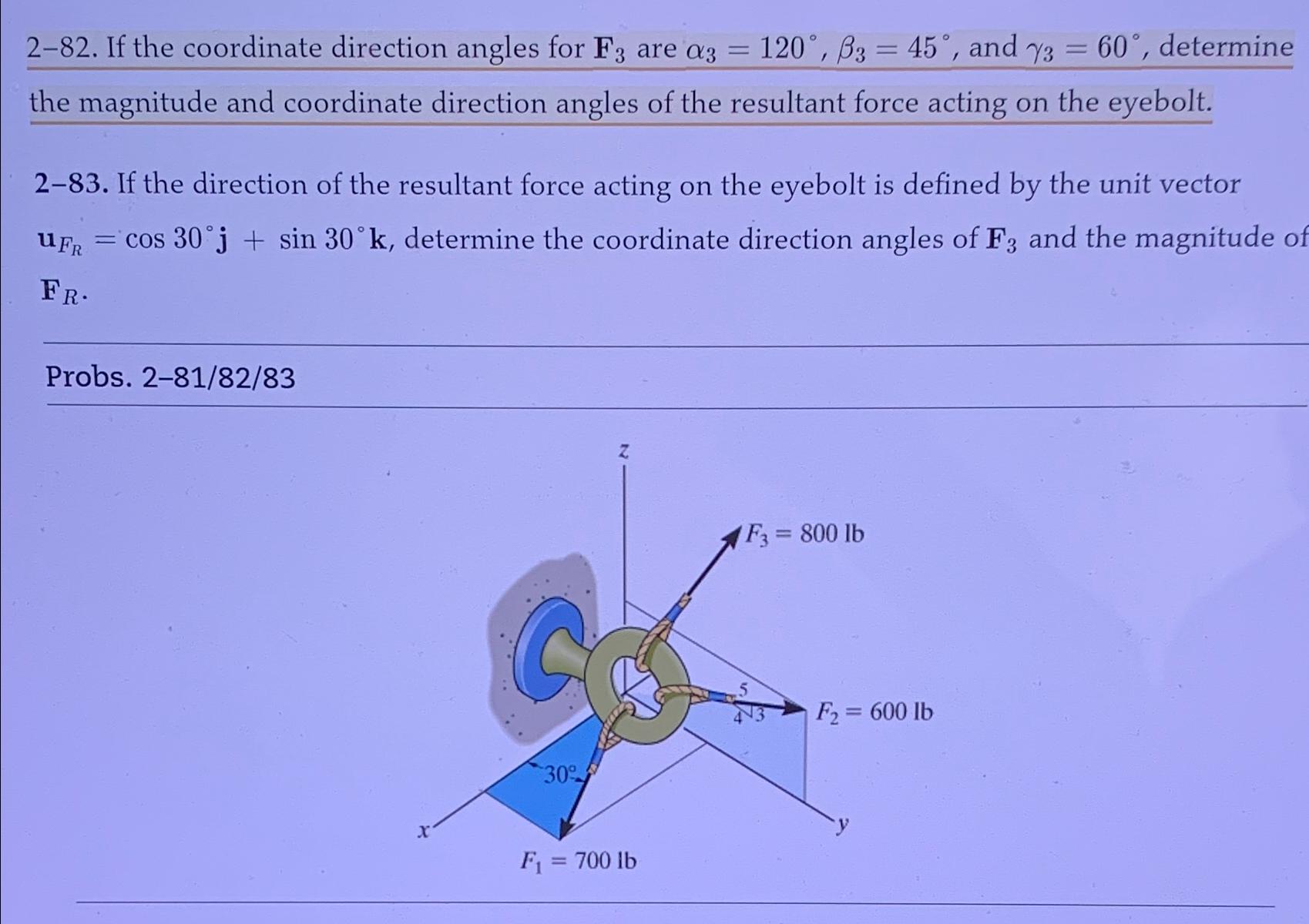 Solved 2-82. If the coordinate direction angles for F_(3) | Chegg.com