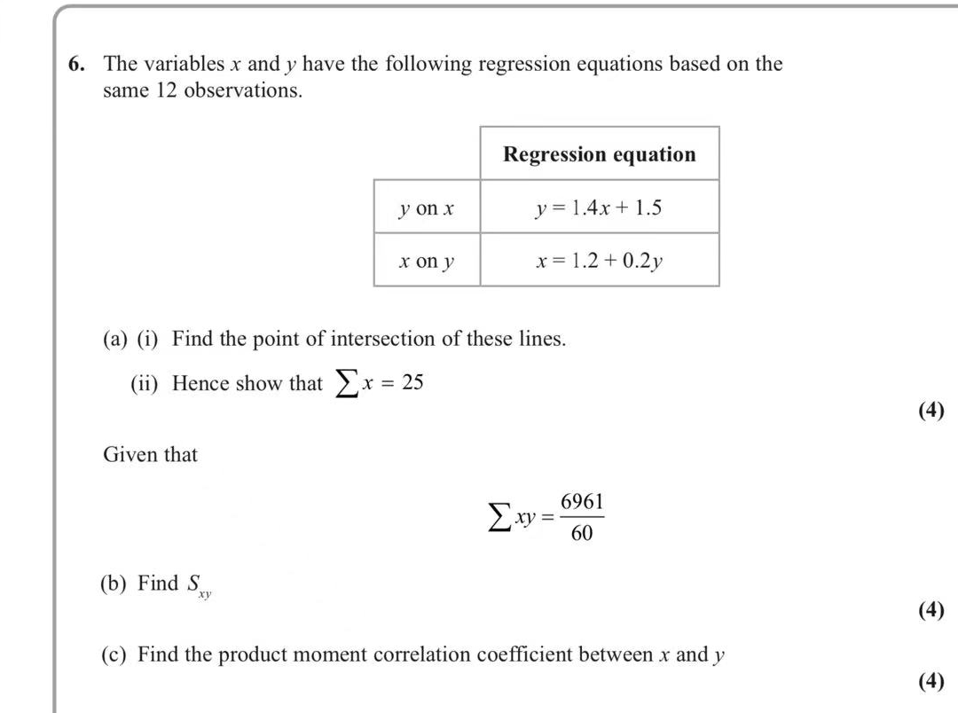 Solved The variables x ﻿and y ﻿have the following regression | Chegg.com