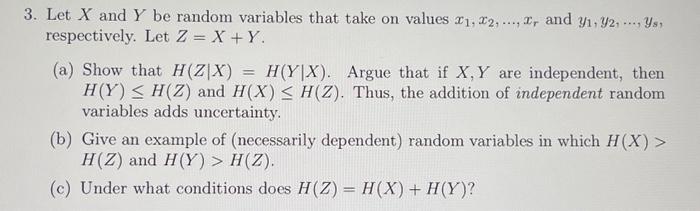 Solved 3. Let X and Y be random variables that take on | Chegg.com