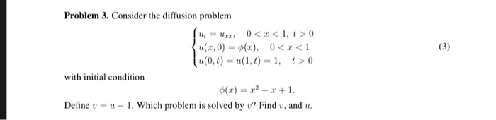 Solved Problem 3. Consider the diffusion problem (= U 0 0 | Chegg.com
