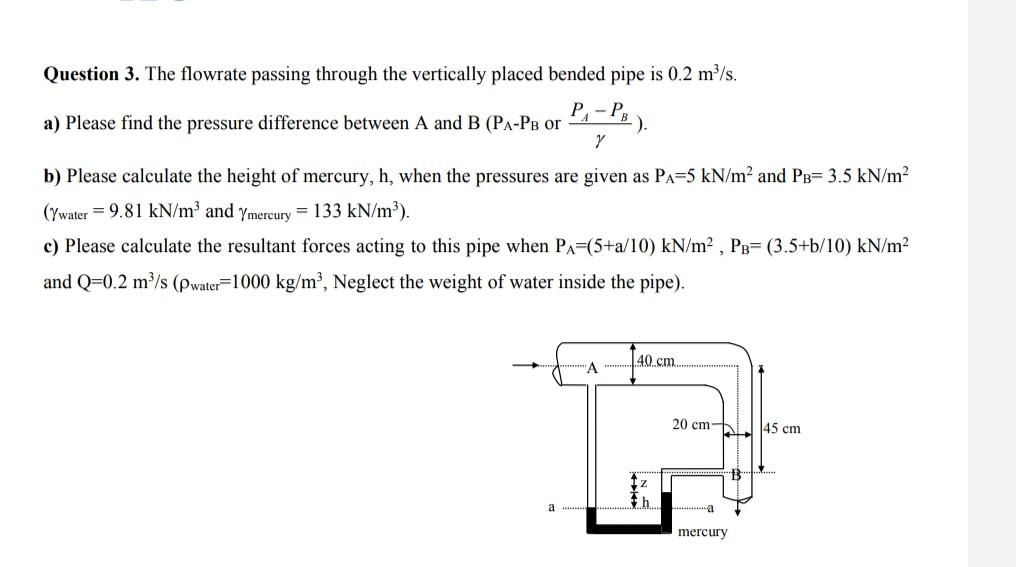 Solved Question 3. The flowrate passing through the | Chegg.com